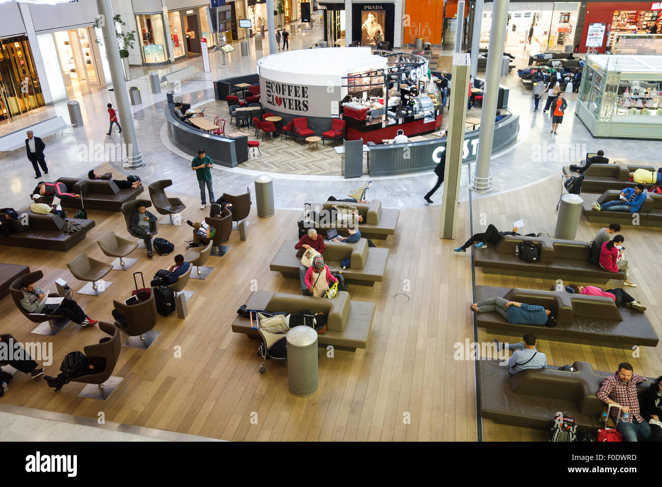 Lounge area with luxury outlets, Terminal 2A/2C, Roissy Charles De ...