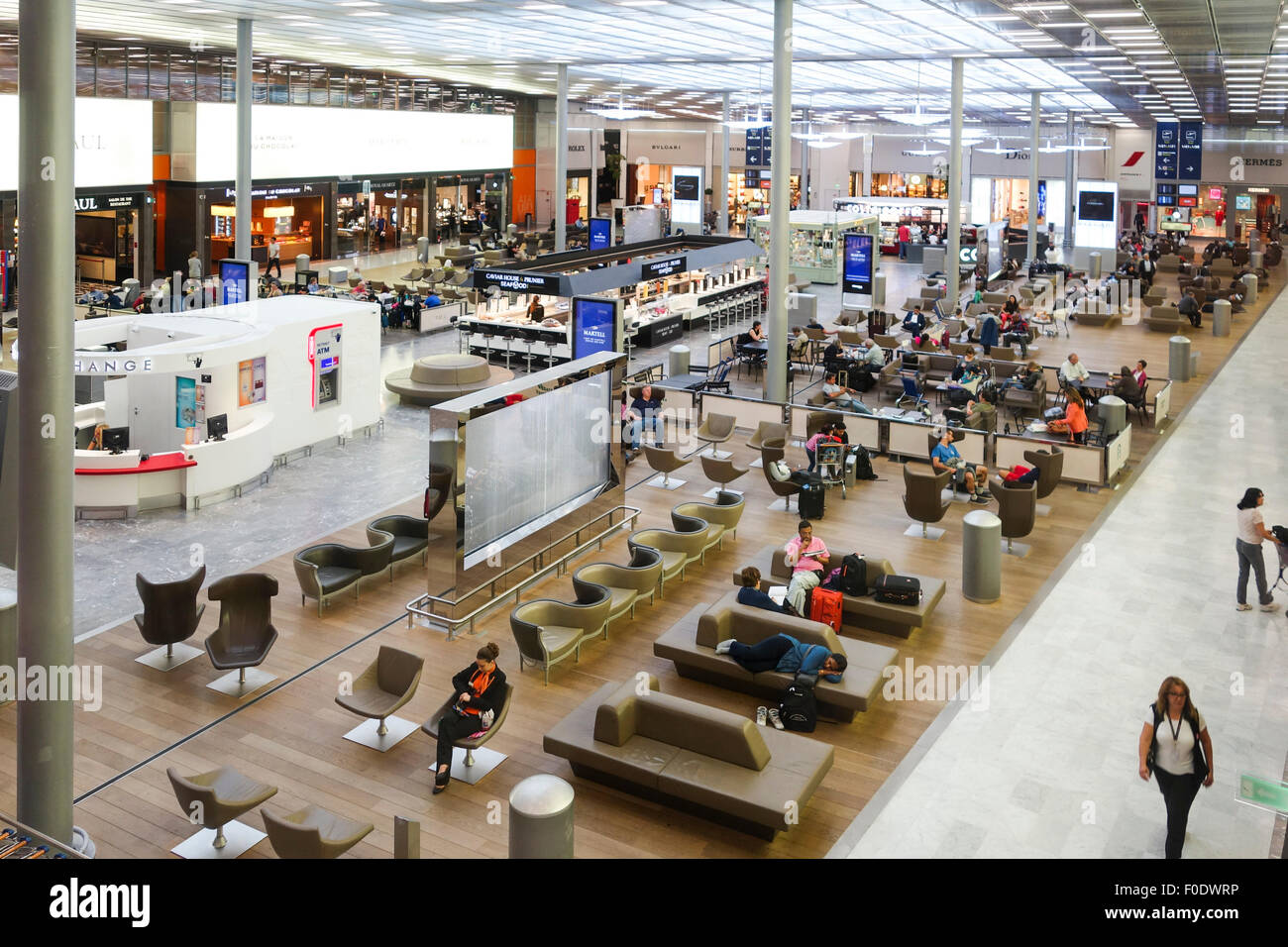 Lounge area with luxury outlets, Terminal 2A/2C, Roissy Charles De ...