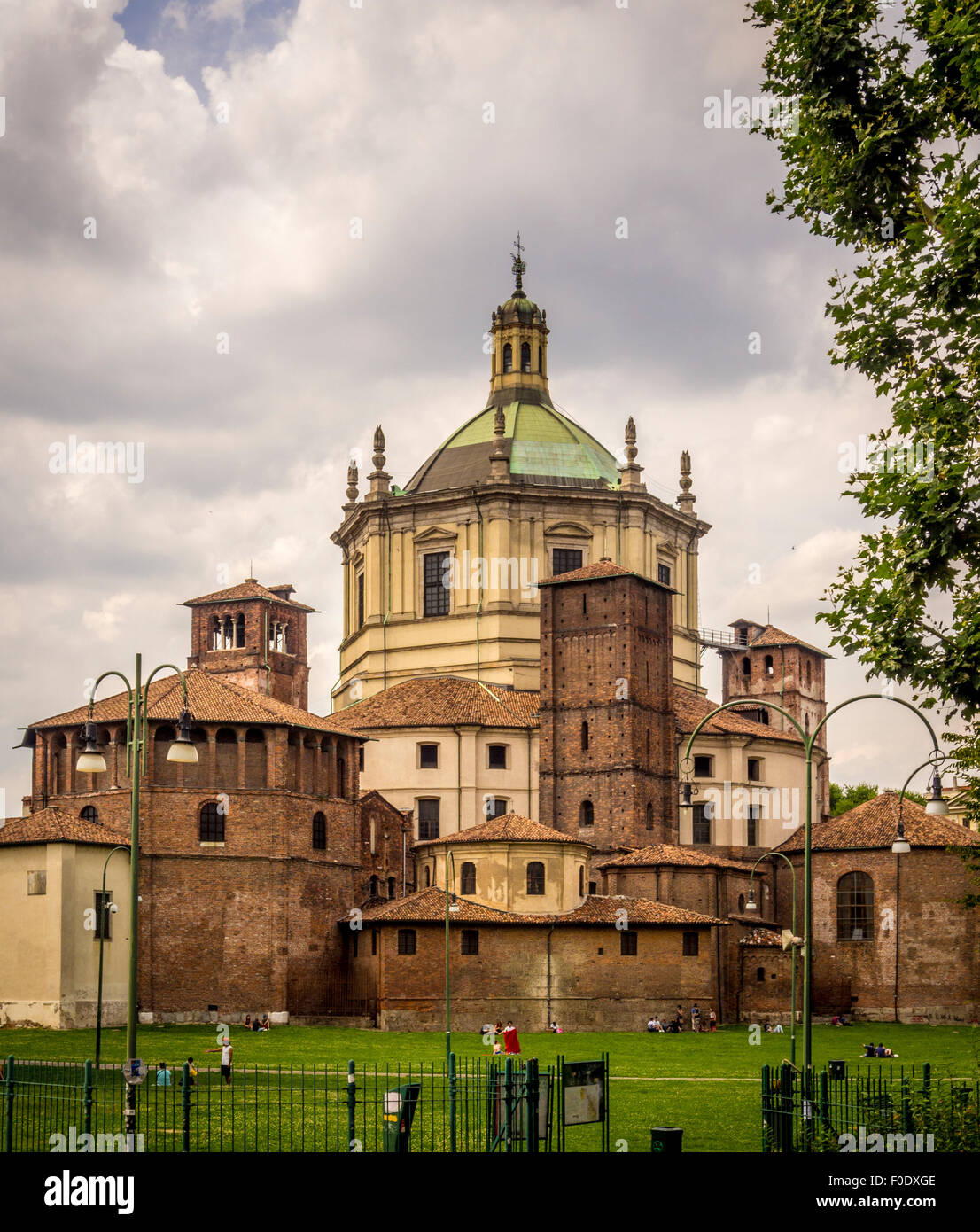 Basilicas Park (Parco delle Basiliche) with Basilica of San Lorenzo ...