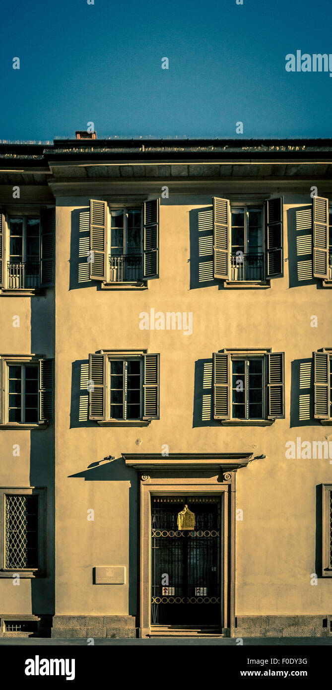 Traditional Italian building with shuttered windows. Milan, Italy Stock ...