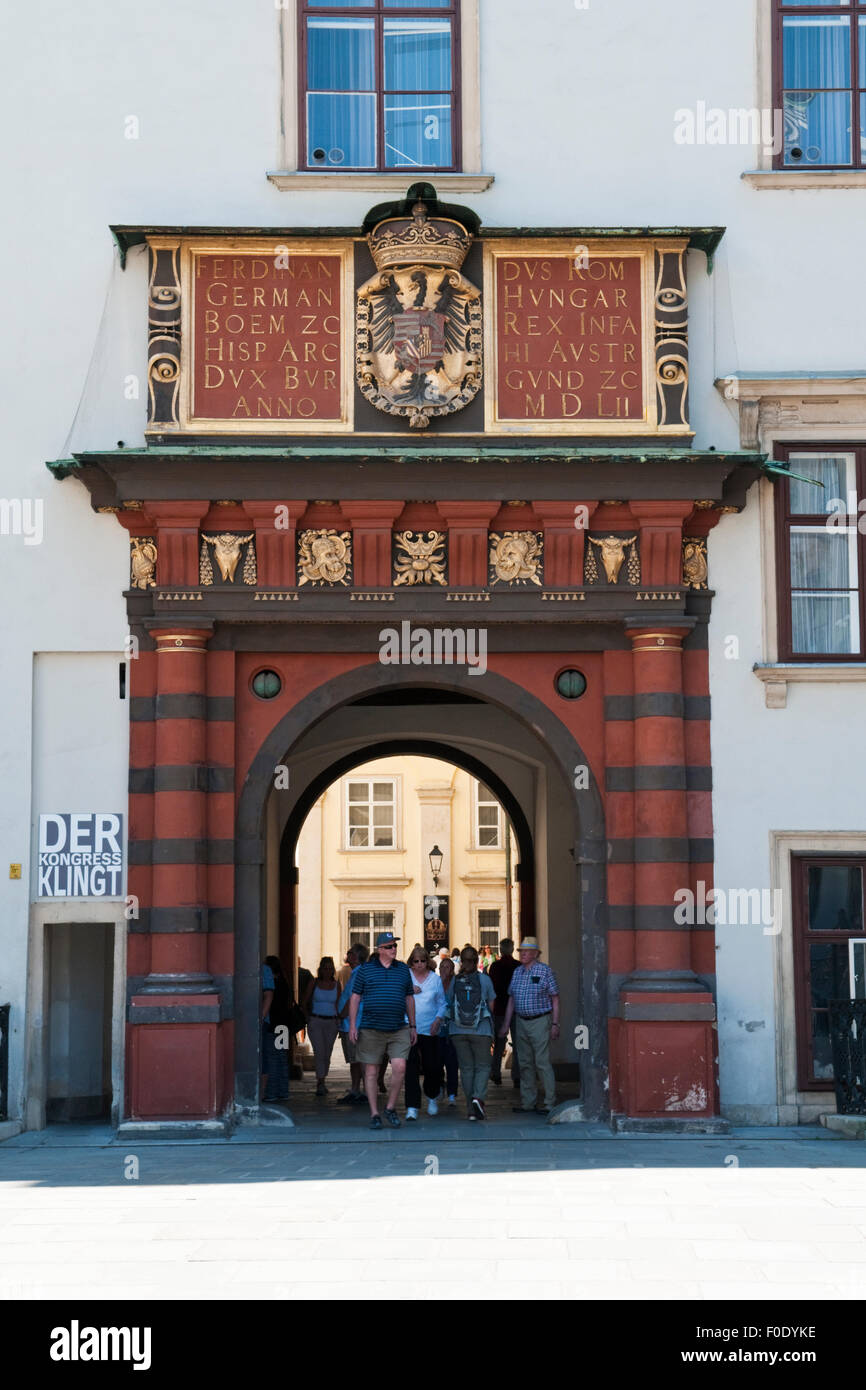 Tourists going through the Schweizertor (Swiss Gate) to the ...