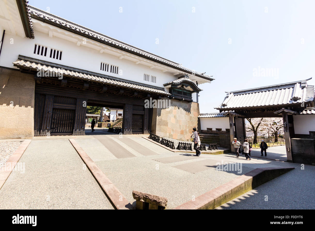 Kanazawa castle, Japan. The killing zone between the yaguramon, gate ...
