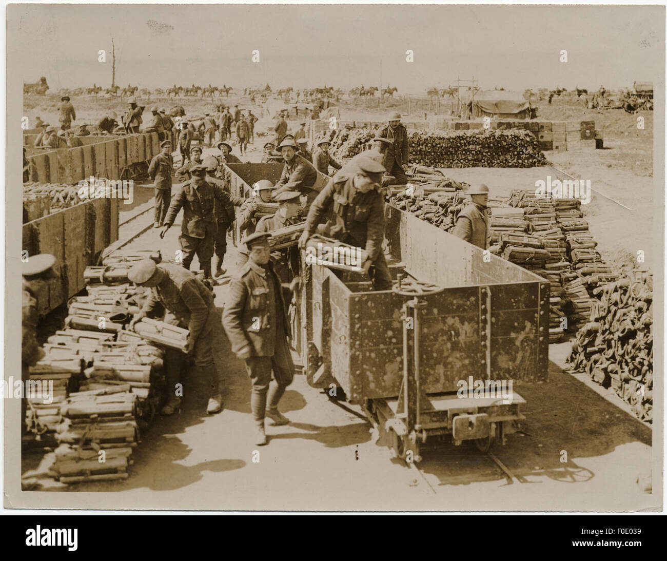 An ammunition loading station, located along a narrow gauge railway ...