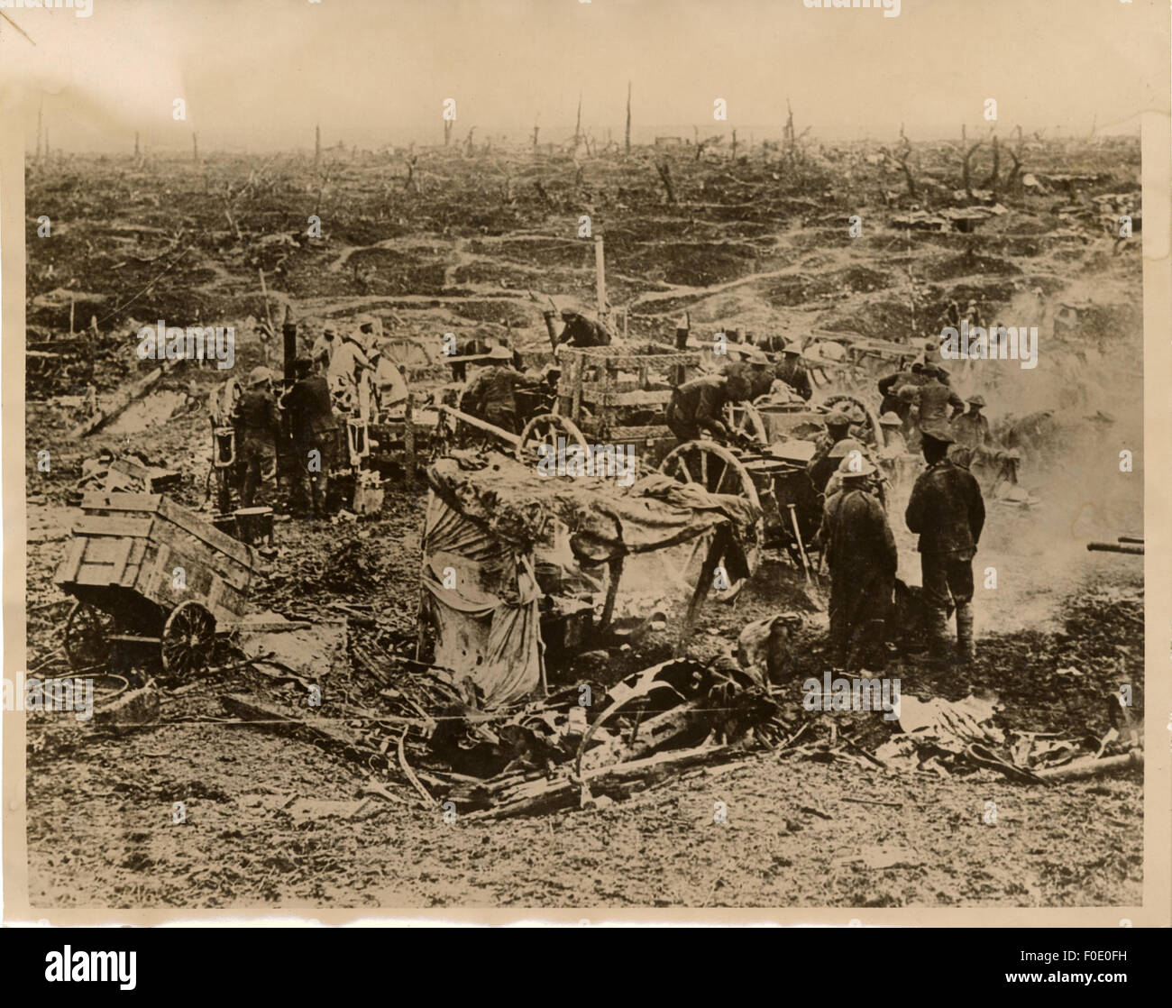 A historical image depicting a field kitchen during the Battle of the ...