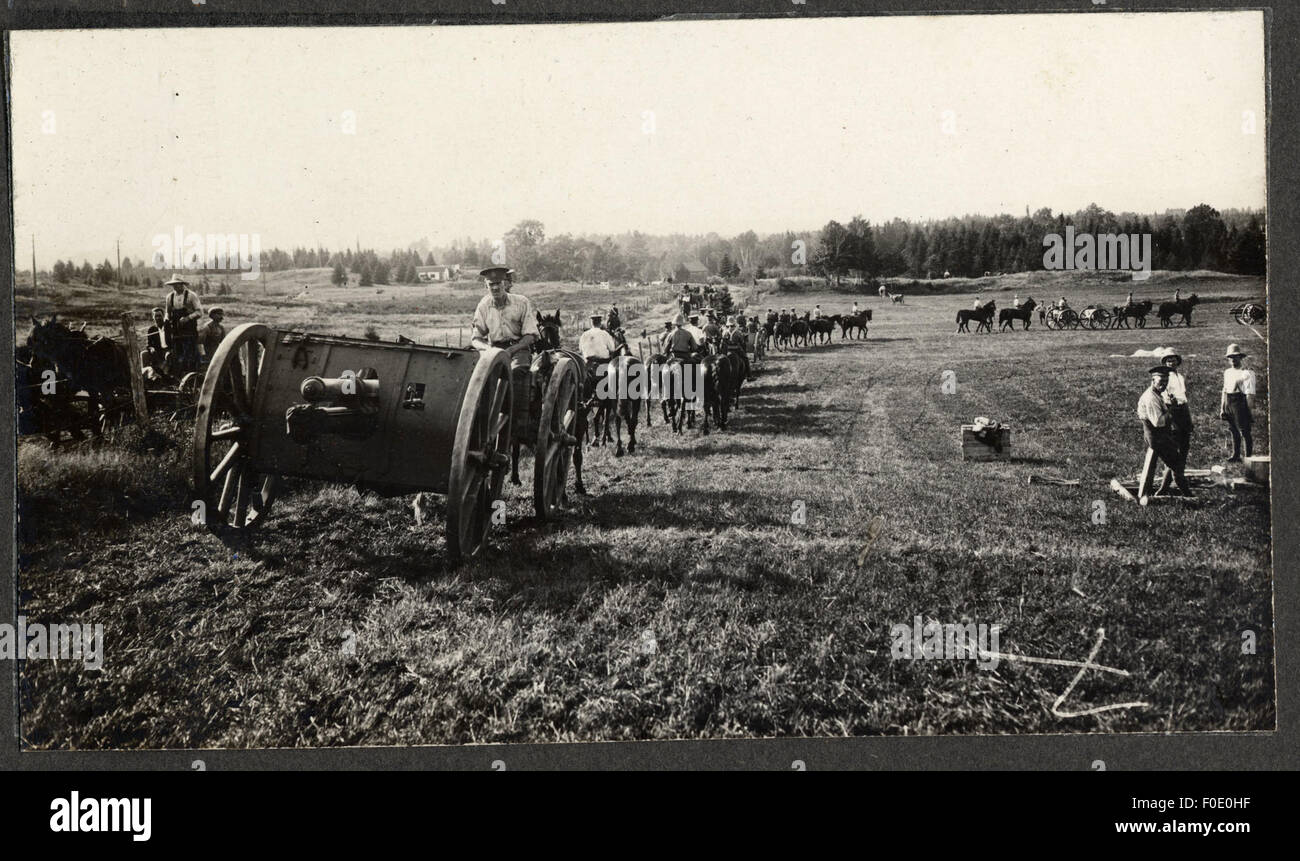 This photograph shows members of the Royal Canadian Artillery arriving ...