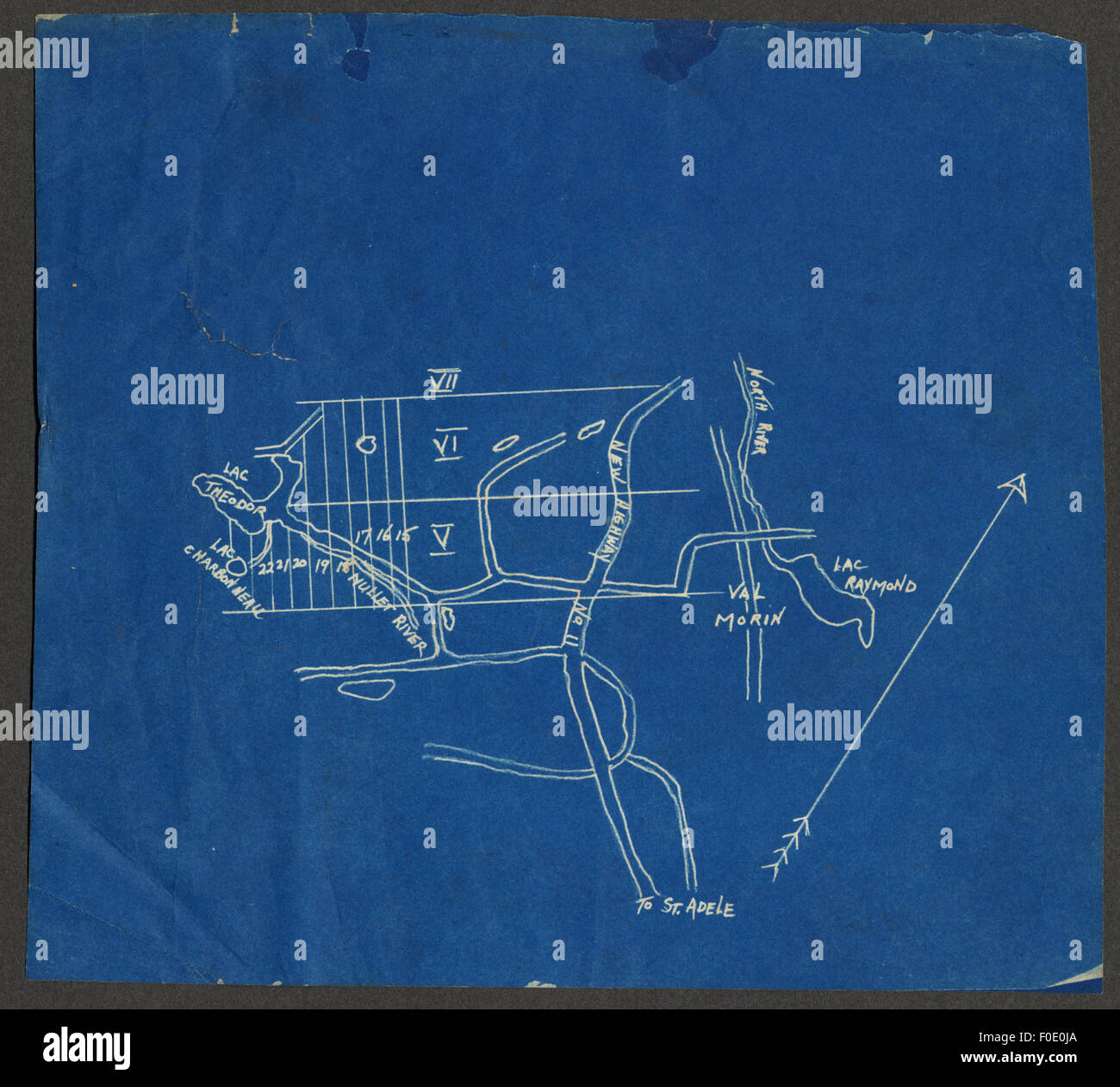 This blueprint map showcases a detailed layout of an area, with ...