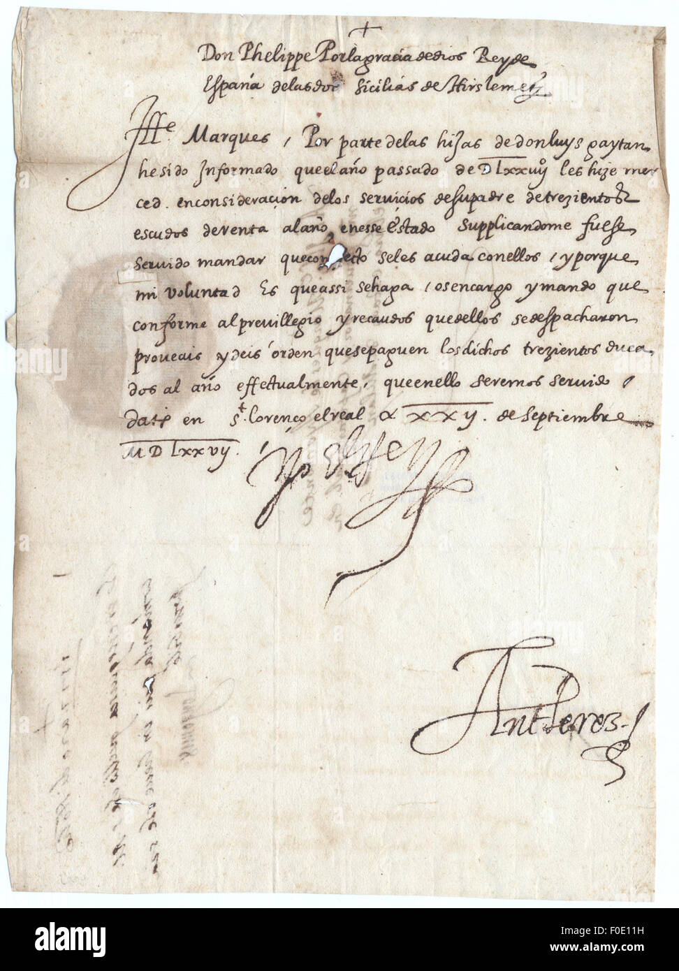 This letter, written by Philip II of Spain, offers a historical insight ...