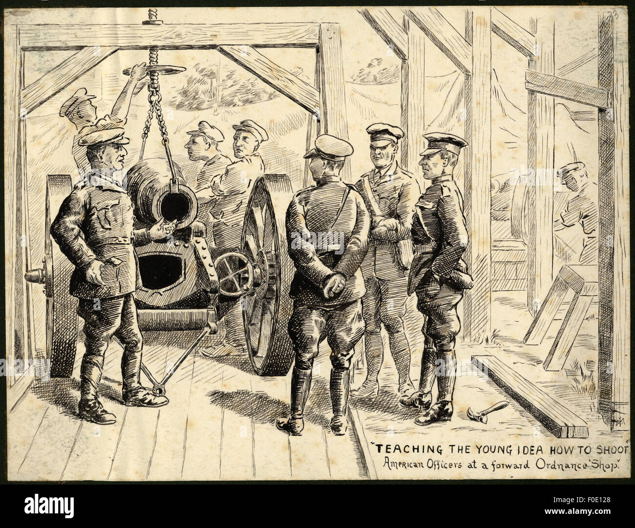 This photograph depicts American officers teaching young recruits how ...