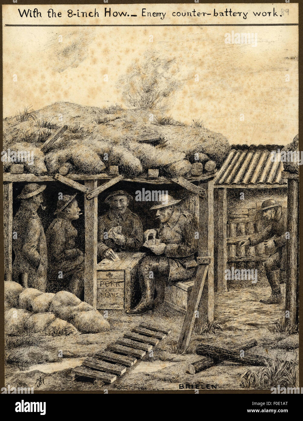 The image depicts soldiers operating an 8-inch howitzer, engaging in ...