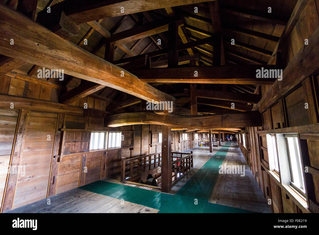 Japan, Kanazawa castle. Interior of the Sanjyukken storehouse. View ...