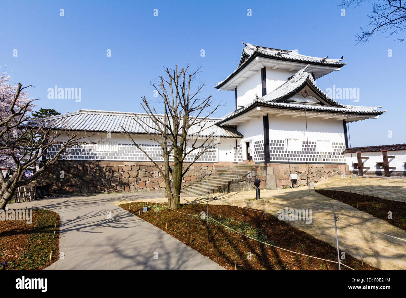 Japan, Kanazawa castle. Two story yagura, turret, part of the Ishikawa ...