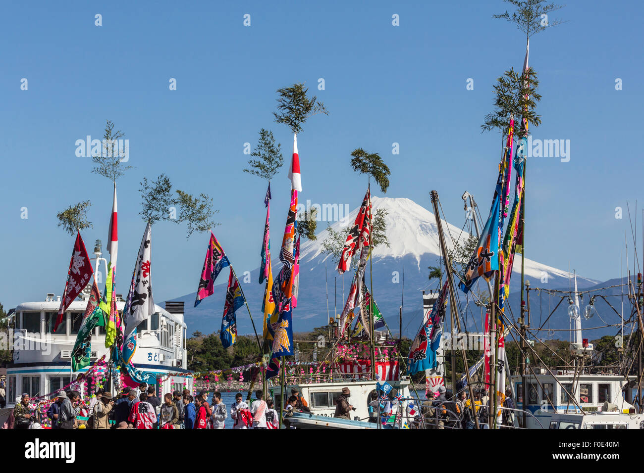 Fish boat and Mt. Fuji in Japan Stock Photo - Alamy