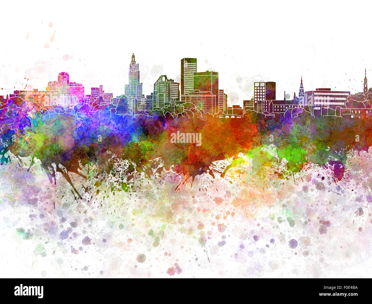 Providence skyline in watercolor background Stock Photo - Alamy