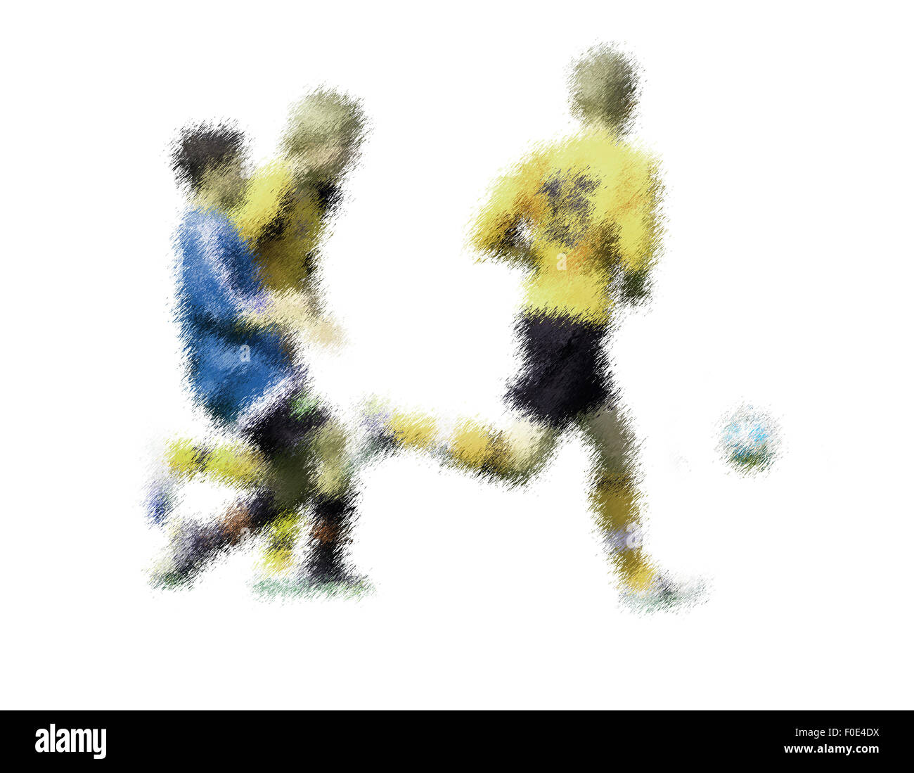 Blue and yellow players. Abstract digital illustration of soccer ...
