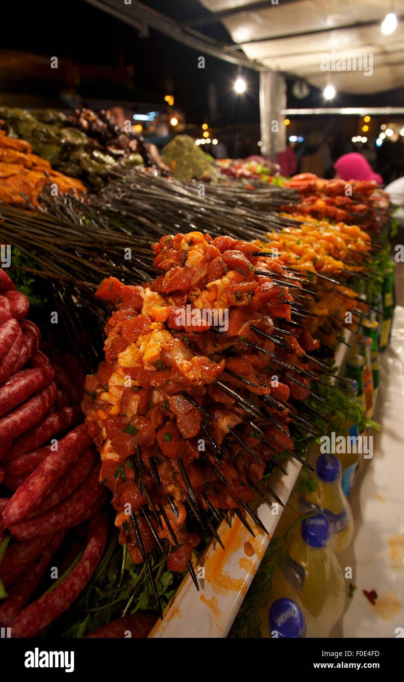 Moroccan meat on Square Djamaa El Fna in Marrakesh in Morocco Stock ...
