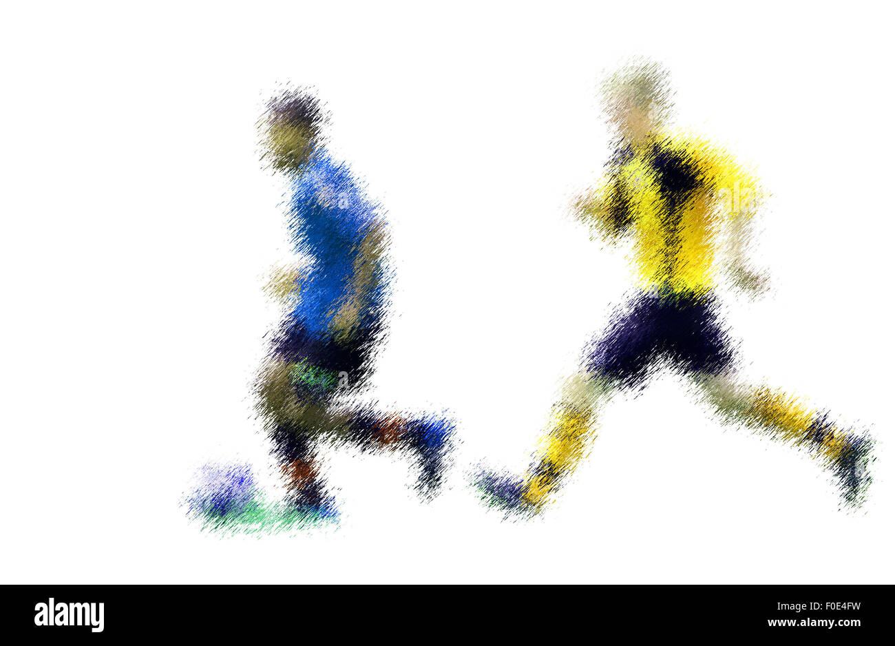 Blue and yellow players. Abstract digital illustration of soccer ...