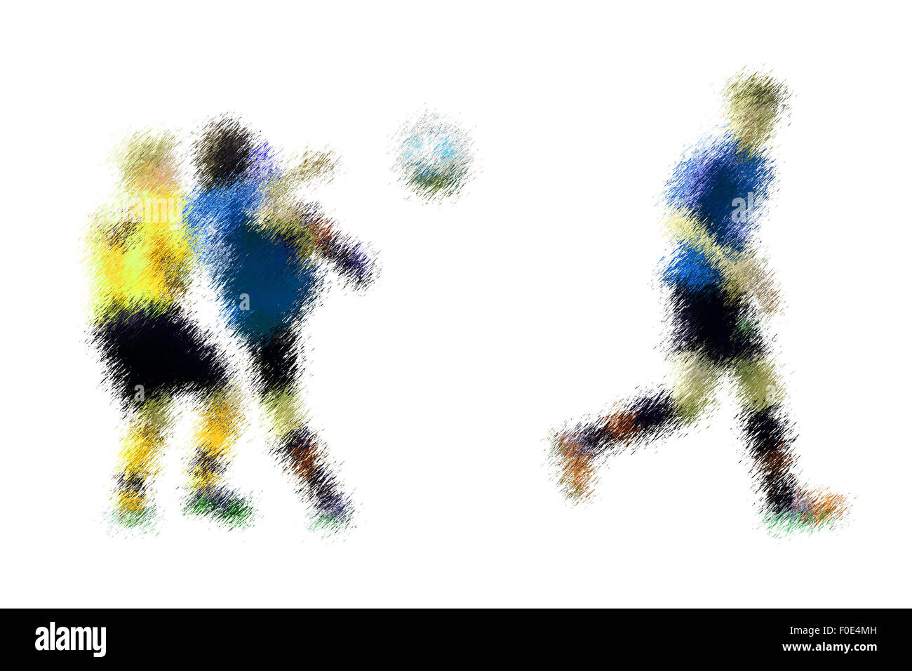 Blue and yellow players. Abstract digital illustration of soccer ...