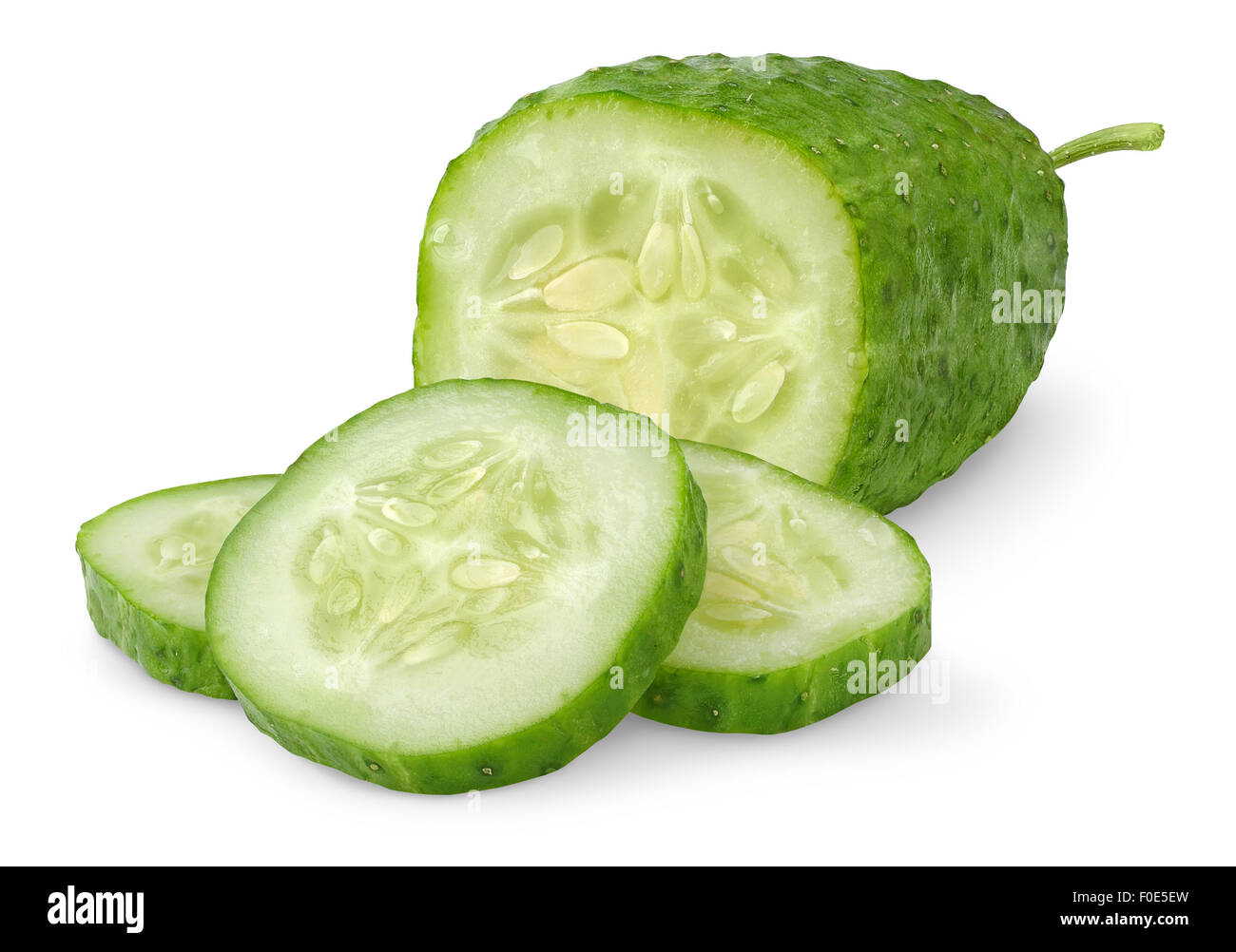 Close up slices cucumber Cut Out Stock Images & Pictures - Alamy