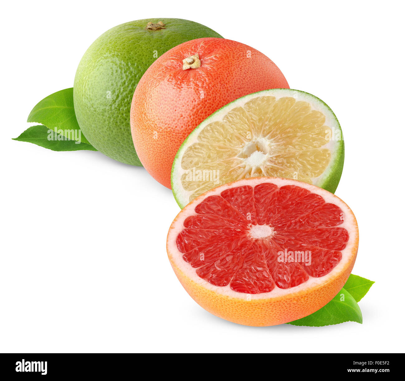 Pink and white grapefruits isolated on white Stock Photo - Alamy