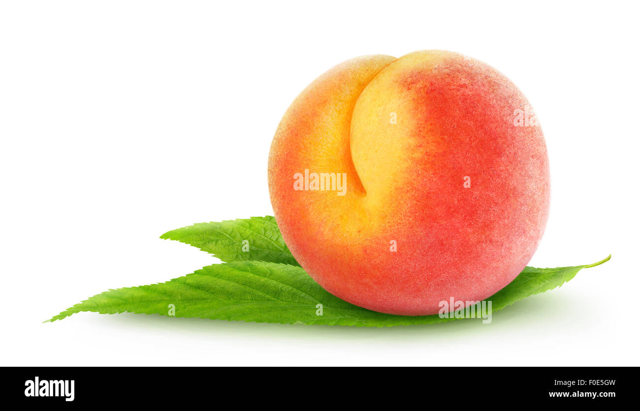 Peach with leaf hi-res stock photography and images - Alamy