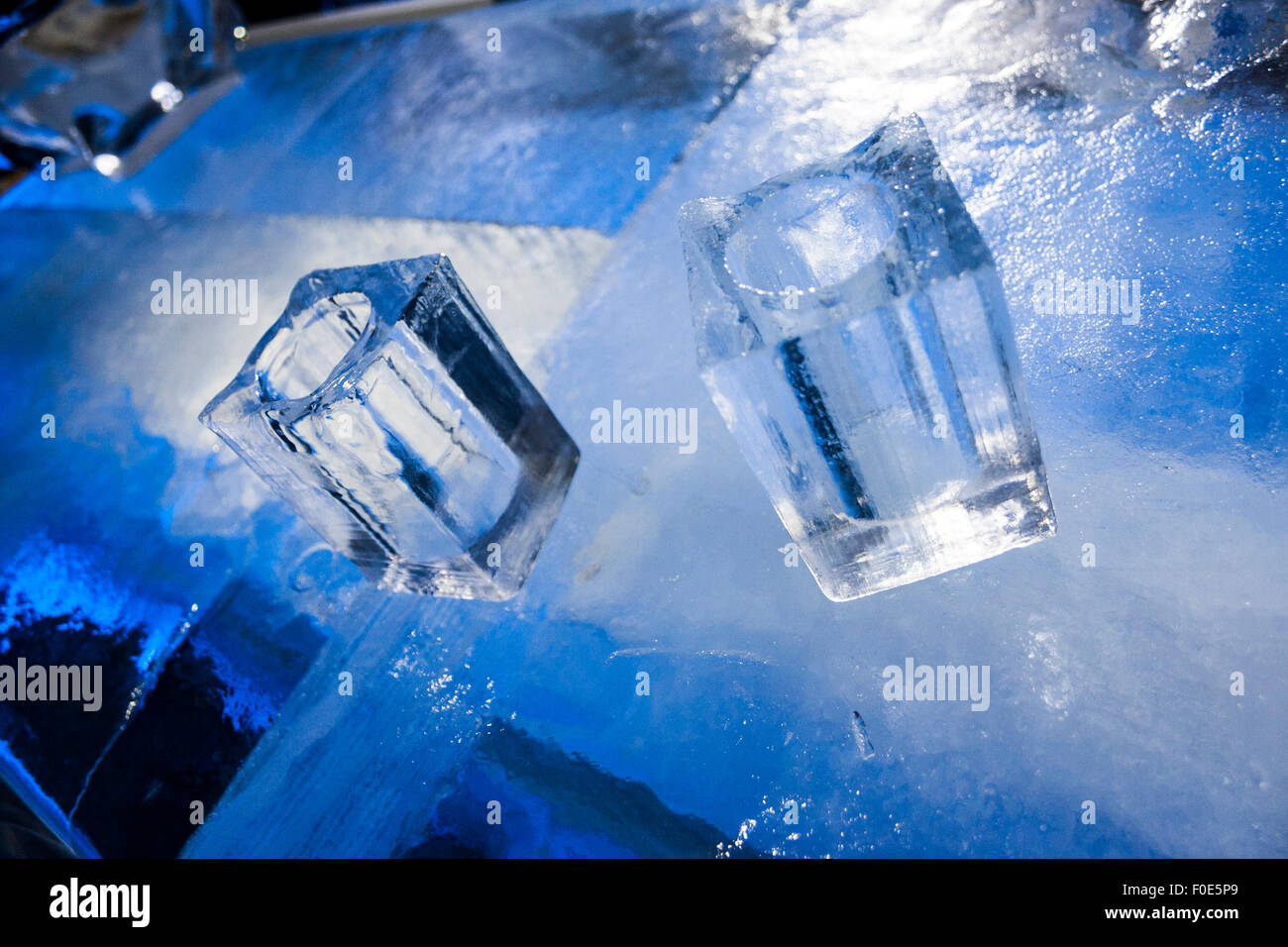 Glasses made of ice at IceBar Stockholm, Sweden Stock Photo - Alamy