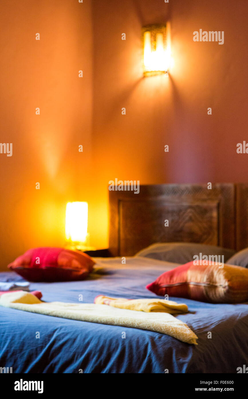 Beautiful authentic arabic bedroom in a traditional Moroccan riad ...