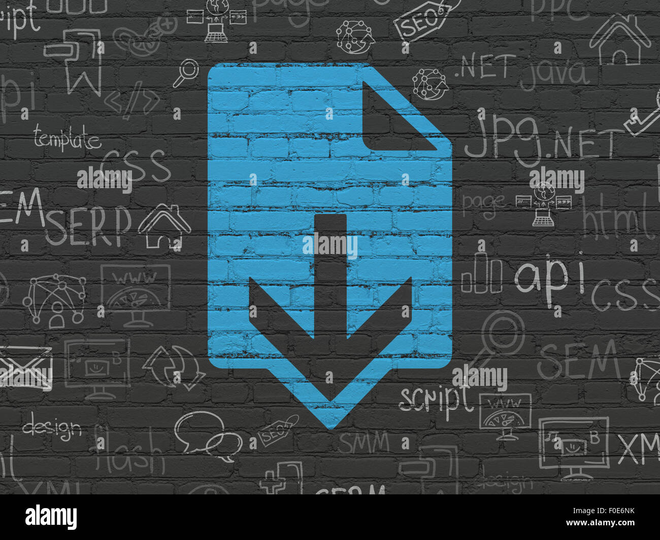 Web development concept: Download on wall background Stock Photo - Alamy