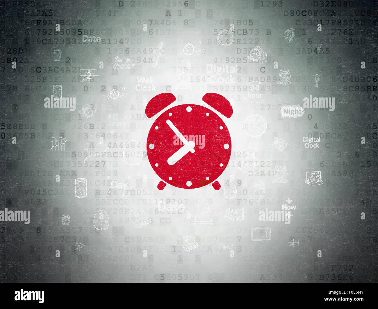 Timeline concept: Alarm Clock on Digital Paper background Stock Photo ...