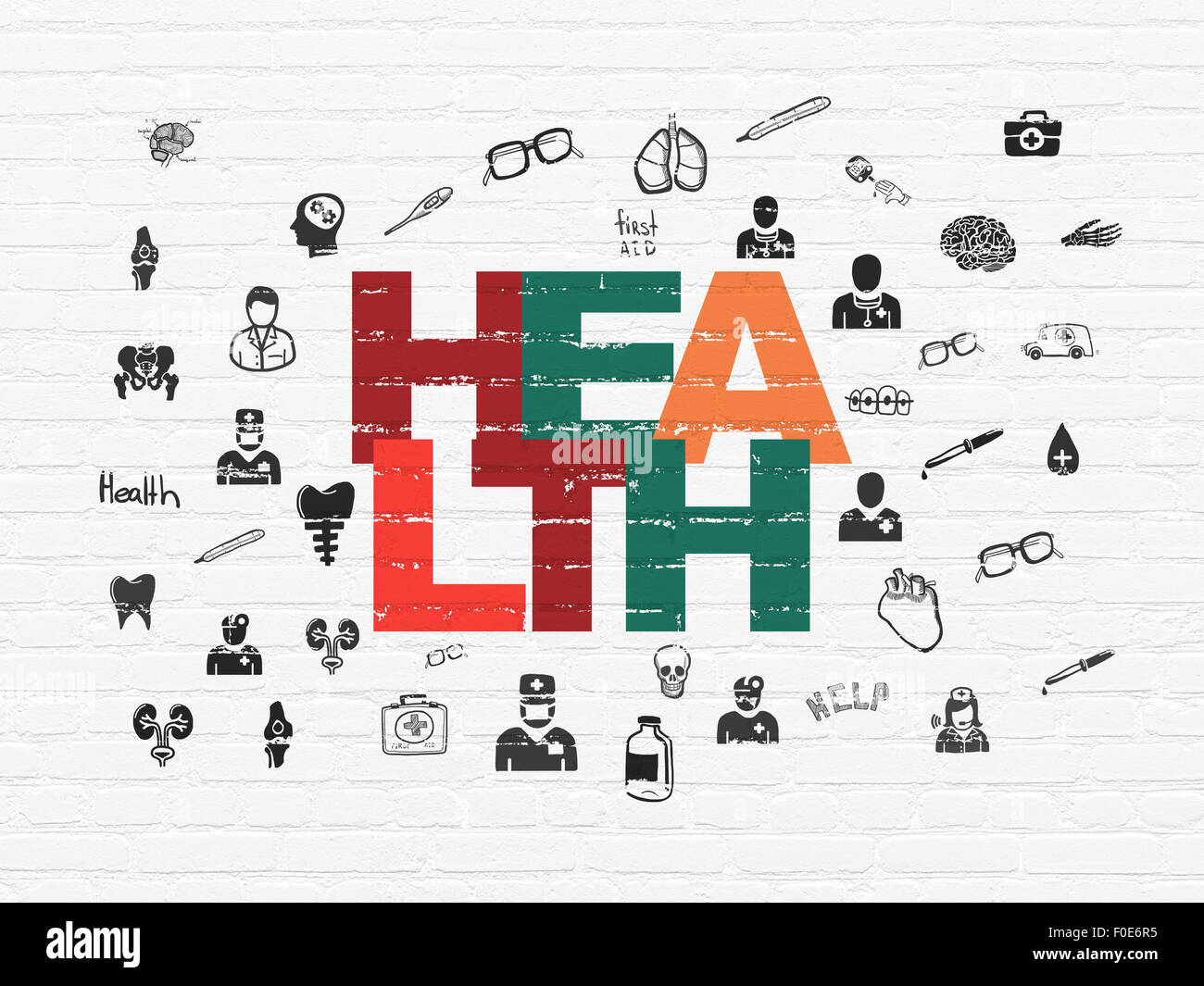 Medicine concept: Health on wall background Stock Photo - Alamy