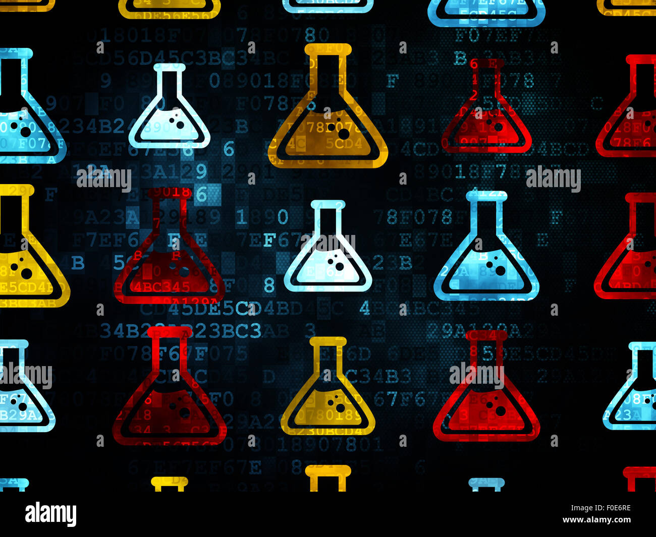 Science concept: Flask icons on Digital background Stock Photo - Alamy