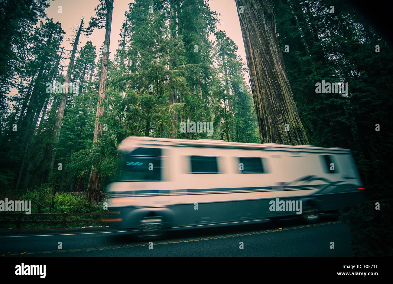 California RV Trip. Class A Recreational Vehicle Speeding on the ...