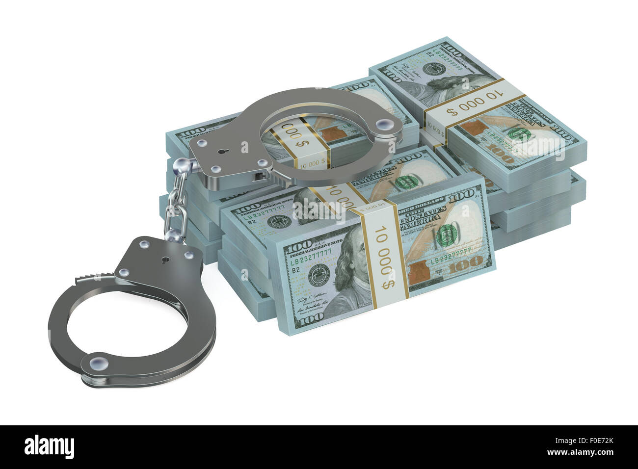Money and handcuffs isolated on white background Stock Photo - Alamy