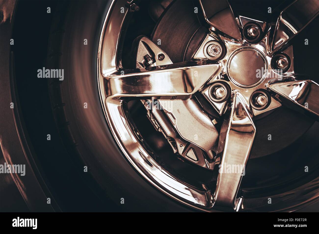Elegant Chrome Car Alloy Wheel Closeup Photo Stock Photo - Alamy