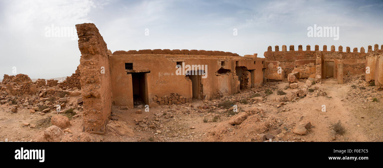Panorama of an old colonial fort in Mirleft, a small town and rural ...
