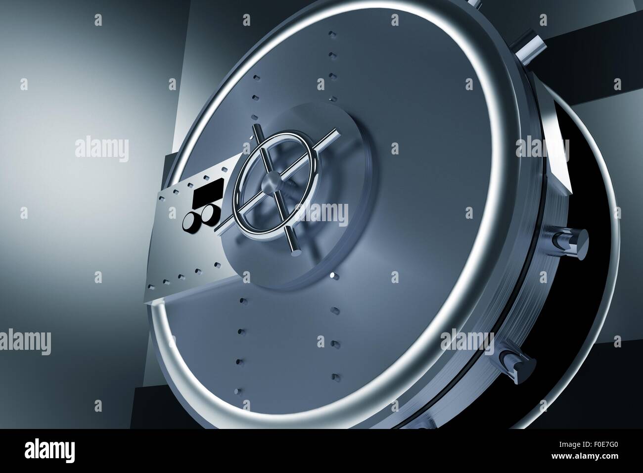 Huge Safe Bank Vault. Shiny Metallic Opened Bank Vault 3D Illustration ...