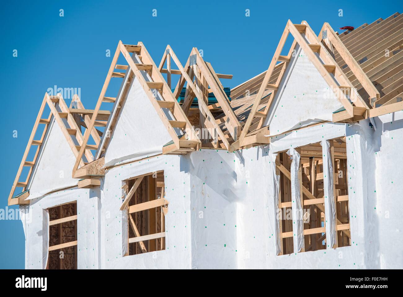 New House Construction Closeup Photo. House Wooden Construction Stock ...