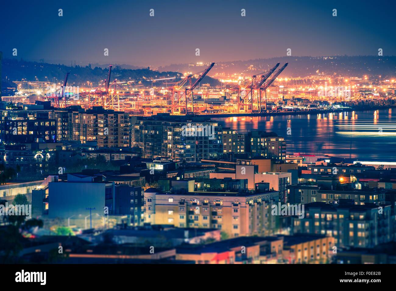 Port of Seattle at Night in Seattle, Washington, United States ...