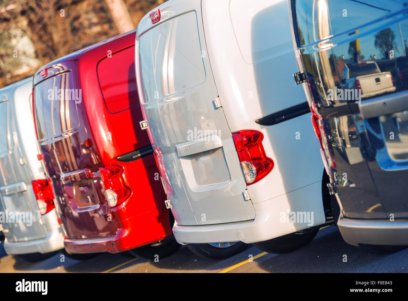 Small Cargo Trucks Business Fleet. Cargo Cars in a Row. Distribution ...