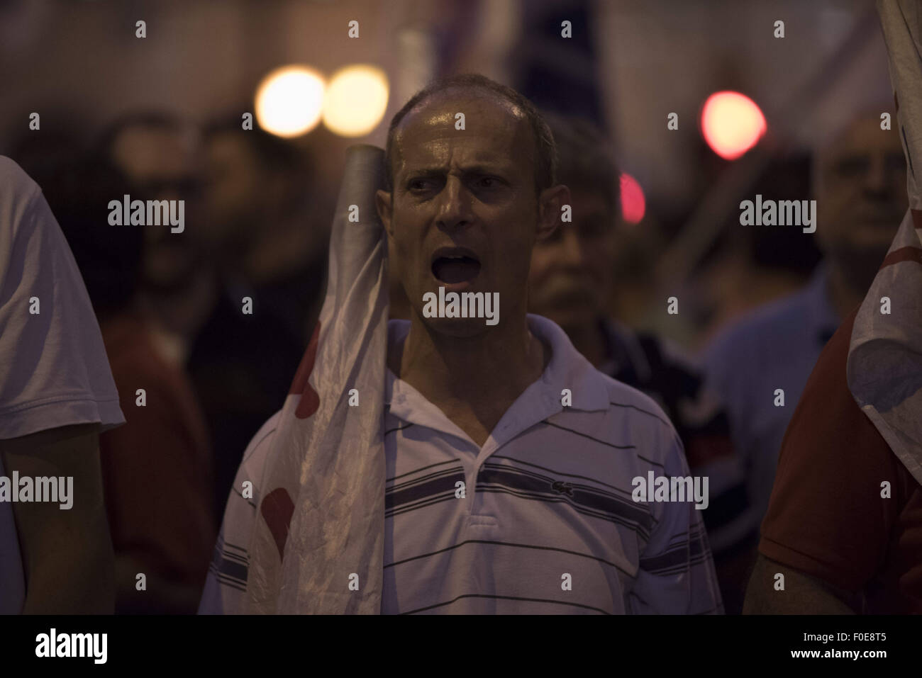 Athens, Greece. 13th Aug, 2015. Members of the Communist Party's ...