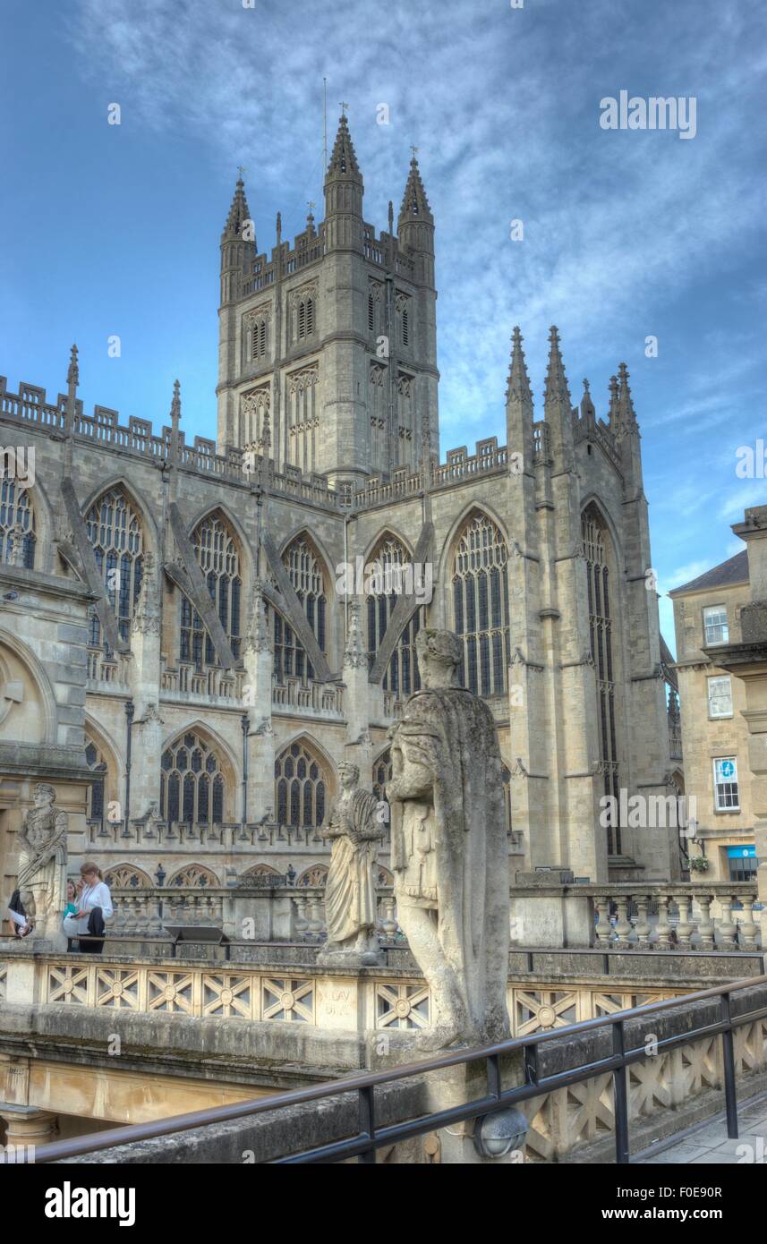 City of Bath. view of Bath Abbey from Roman Baths Stock Photo - Alamy