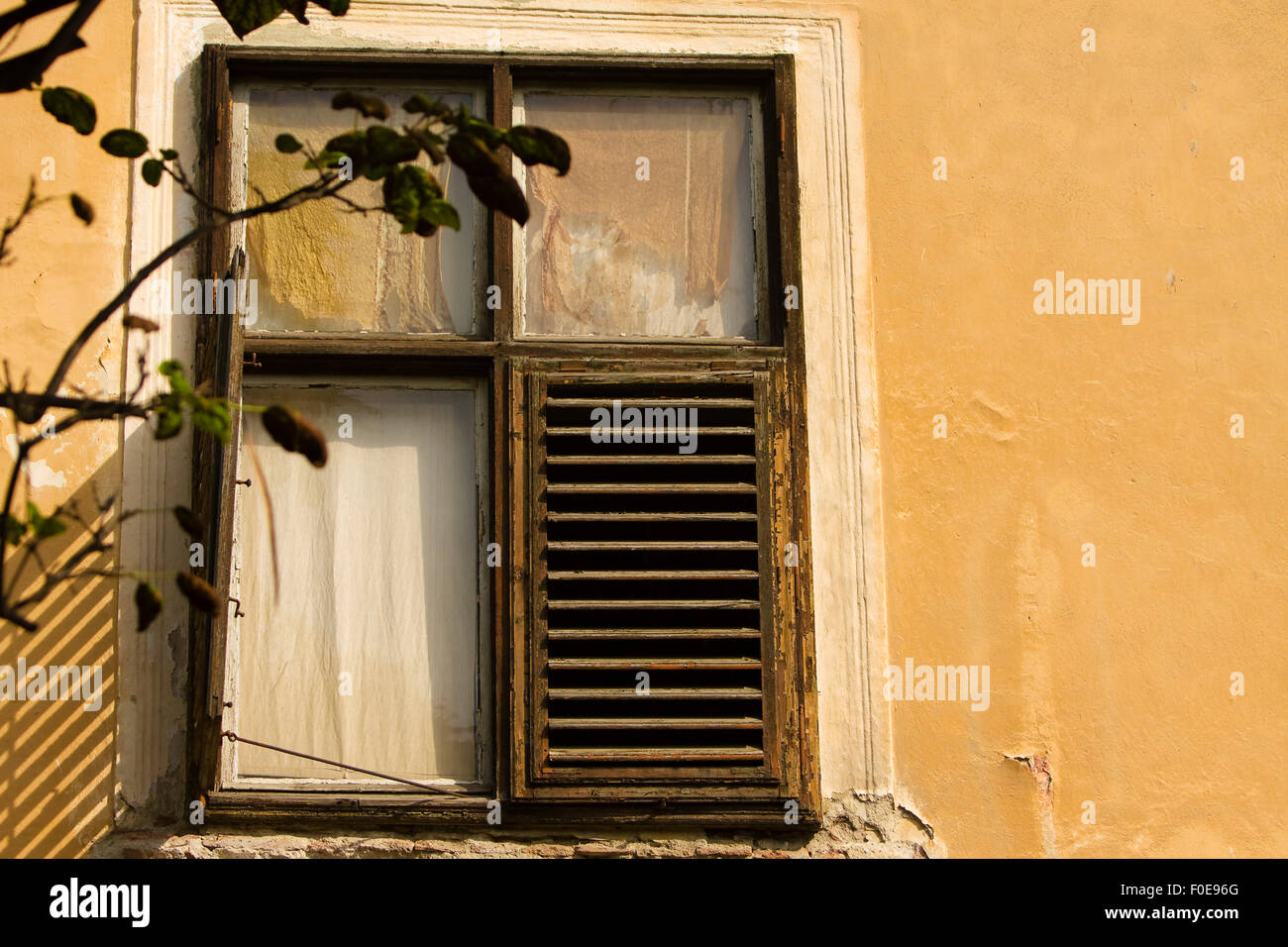 An elegant wooden window detail in an old house Stock Photo - Alamy