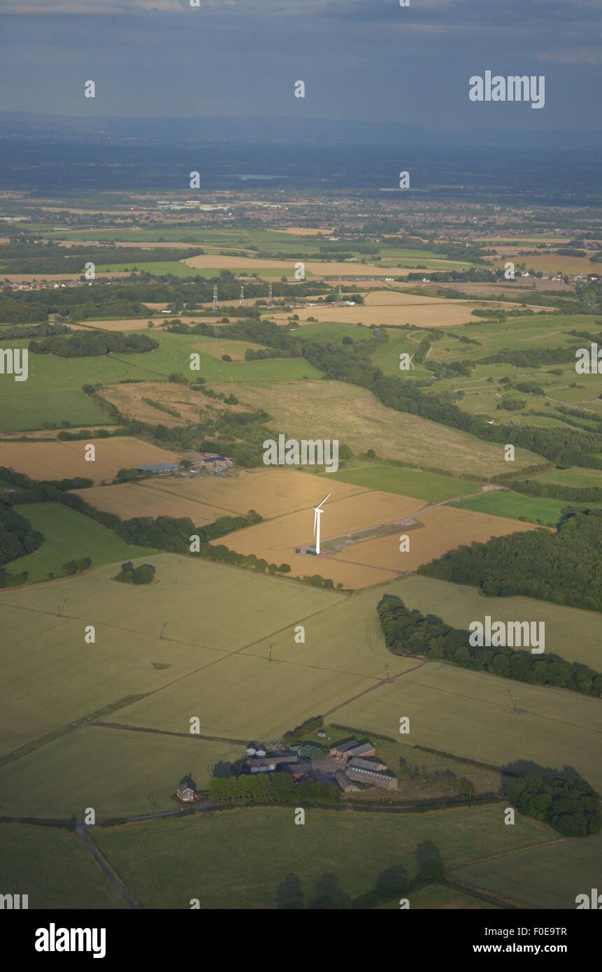 View above Merseyside with wind turbine Stock Photo - Alamy
