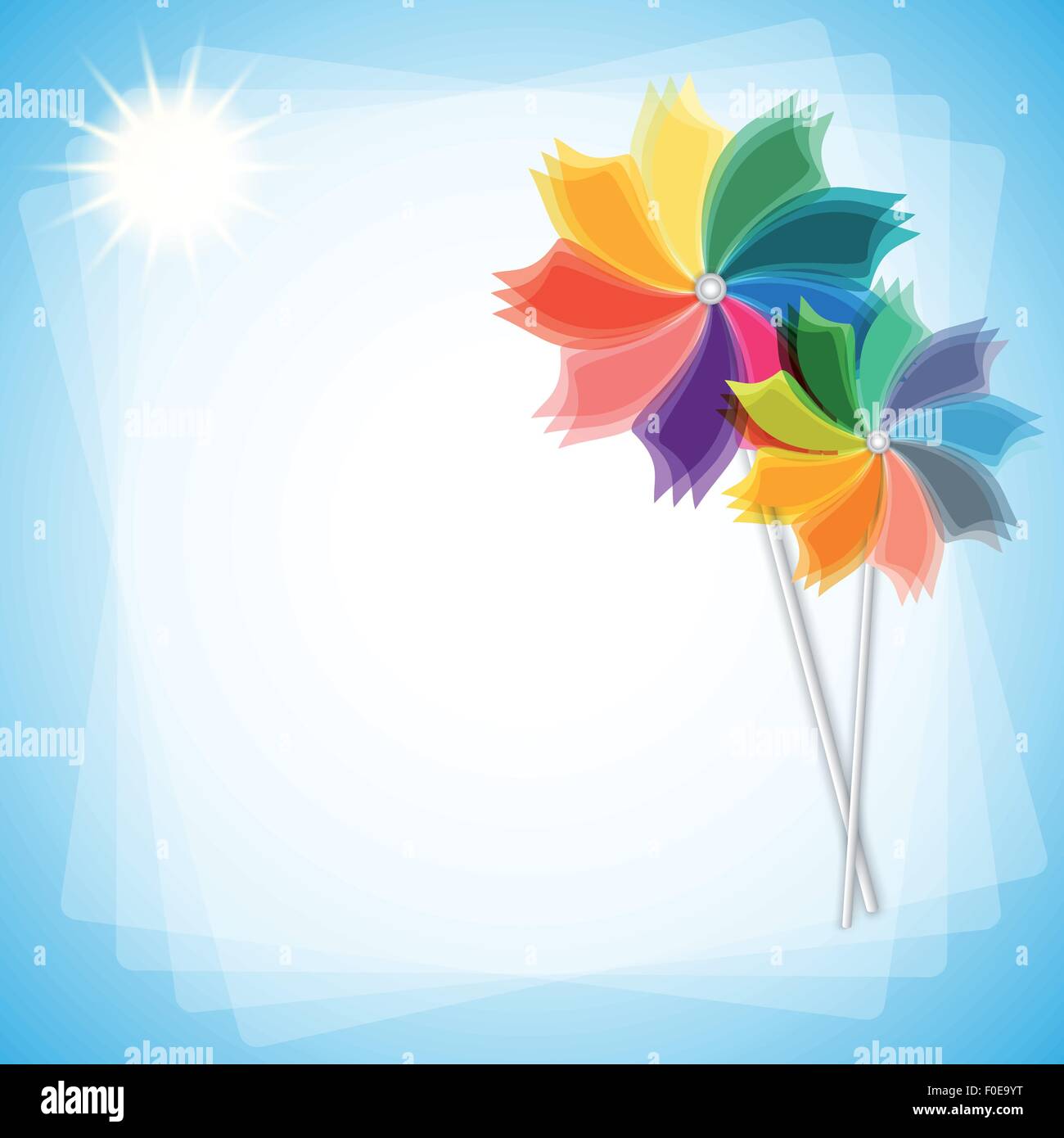 Colorful windmills isolated on blue-white background Stock Vector Image ...