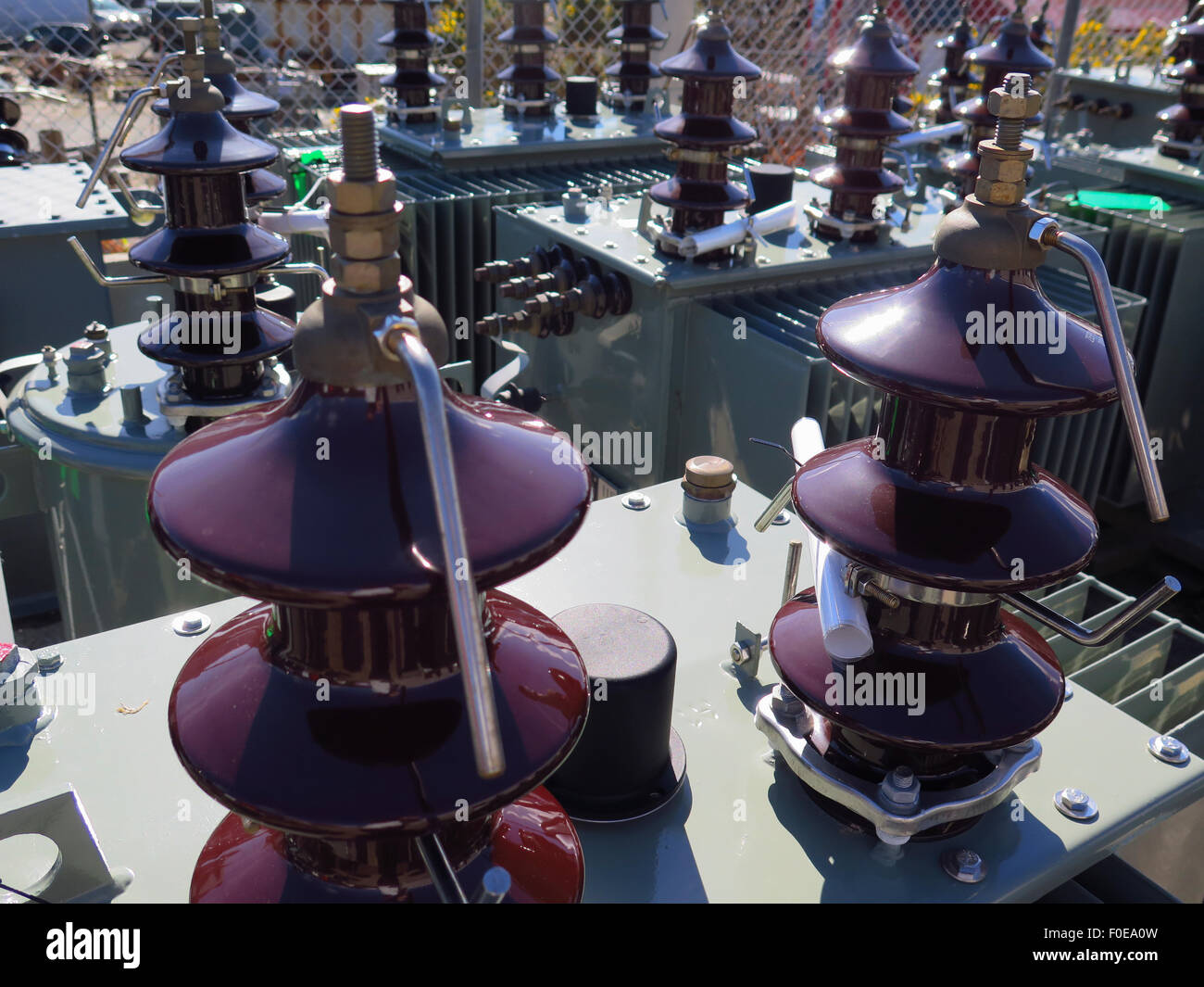electrical transformers in storage yard Stock Photo - Alamy
