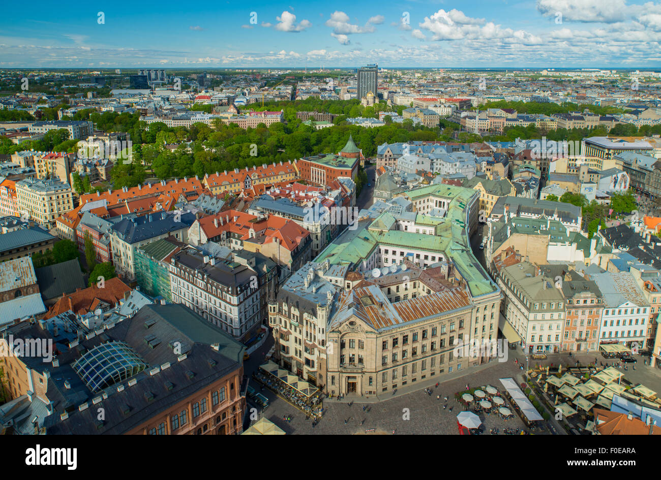 Beautifull view to the old Riga from the top of Dome Cathedral. Dome ...