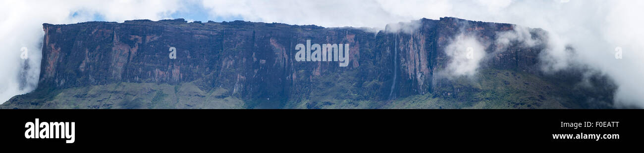 Full panorama of Mount Roraima during the day with the summit in the ...