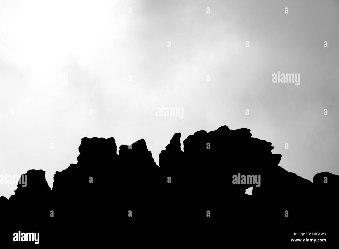 The silhouette of the cliffs of Kukenan tepui or Mount Roraim with ...