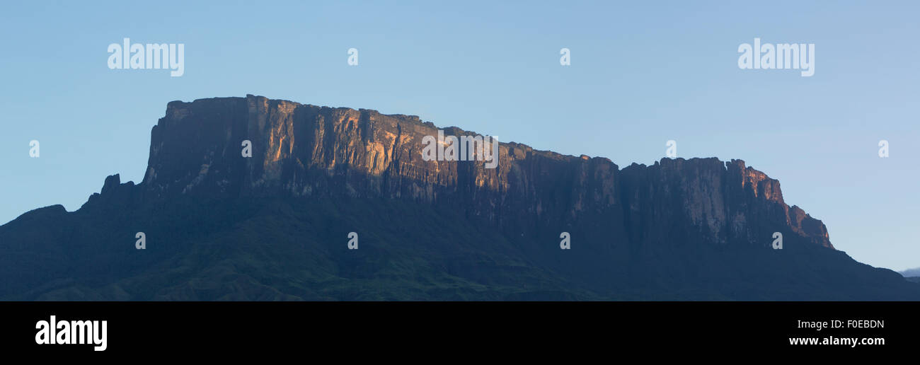 Panorama of Mount Roraima or Kukenan tepui early in the morning with ...