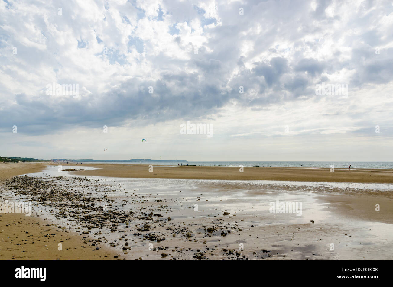 Beach on the "Cote d'Opale" near Calais, Pas de Calais, France. Parc ...