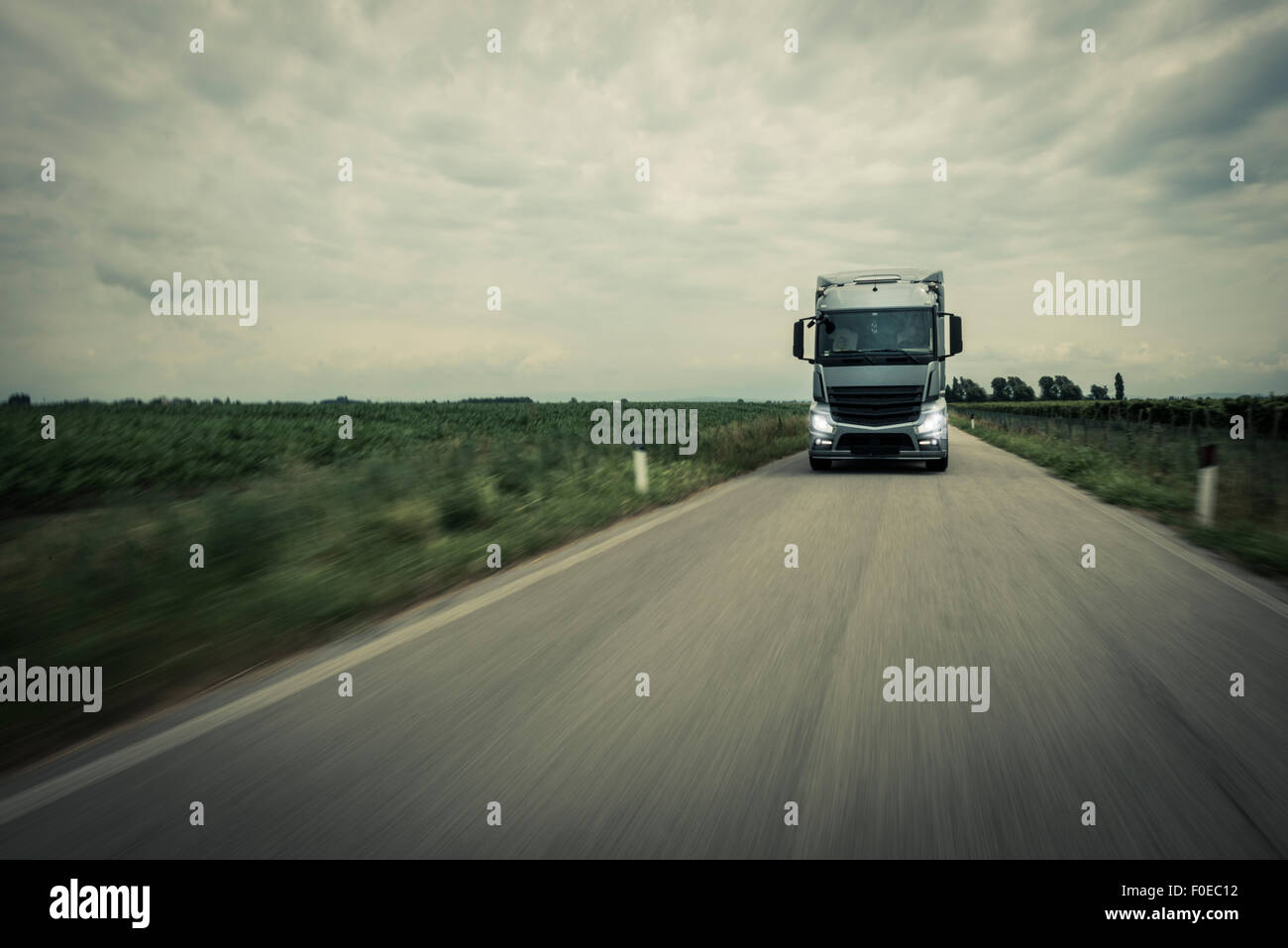 Tractor trailer truck on road Stock Photo - Alamy